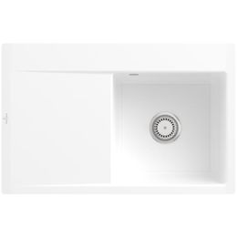 Villeroy & Boch Villeroy und Boch Subway Style 45 Flat Fl&auml;chenb&uuml;ndige Sp&uuml;le 33471FR1 rechts, mit Ablaufgarnitur, Handbet&auml;tigung, wei&szlig; alpin CeramicPlus, 78 x 51 cm