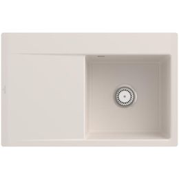 Villeroy & Boch Villeroy und Boch Subway Style 45 Flat Fl&auml;chenb&uuml;ndige Sp&uuml;le 33471FKR rechts, mit Ablaufgarnitur, Handbet&auml;tigung, crema CeramicPlus, 78 x 51 cm