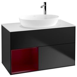 Villeroy & Boch Villeroy und Boch Finion Waschtischunterschrank G891HBPD 100cm, Abdeckplatte white matt, Emotion, Regale Peony matt lacquer, Black matt lacquer