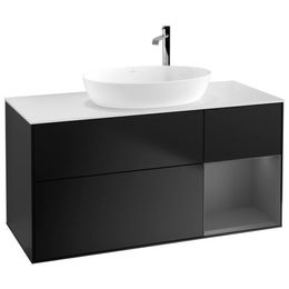 Villeroy & Boch Villeroy und Boch Finion Waschtischunterschrank F951GKPD 120cm, Abdeckplatte white matt, Regale Anthracite matt lacquer, Black matt lacquer
