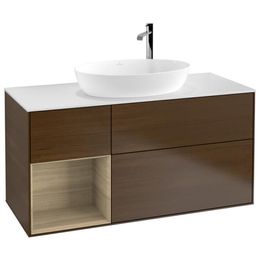 Villeroy & Boch Villeroy und Boch Finion Waschtischunterschrank G941PCGN 120cm, Abdeckplatte white matt, Emotion, Regale Oak Veneer, Walnut veneer