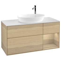 Villeroy & Boch Villeroy und Boch Finion Waschtischunterschrank F951PCPC 120cm, Abdeckplatte white matt, Regale Oak Veneer, Oak Veneer