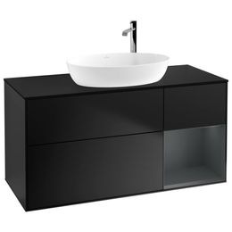 Villeroy & Boch Villeroy und Boch Finion Waschtischunterschrank G952HGPD 120cm, Abdeckplatte black matt, Emotion, Regale Midnight matt lacquer, Black matt lacquer