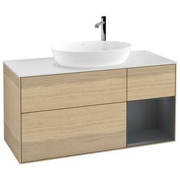 Villeroy & Boch Villeroy und Boch Finion Waschtischunterschrank G951HGPC 120cm, Abdeckplatte white matt, Emotion, Regale Midnight matt lacquer, Oak Veneer