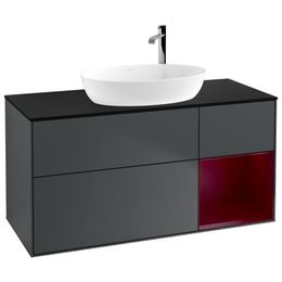 Villeroy & Boch Villeroy und Boch Finion Waschtischunterschrank F952HBHG 120cm, Abdeckplatte black matt, Regale Peony matt lacquer, Midnight Blue Matt Lacquer