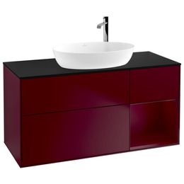 Villeroy & Boch Villeroy und Boch Finion Waschtischunterschrank F952HBHB 120cm, Abdeckplatte black matt, Regale Peony matt lacquer, Peony Matt