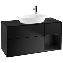 Villeroy & Boch Villeroy und Boch Finion Waschtischunterschrank F952PDPD 120cm, Abdeckplatte black matt, Regale Black matt lacquer, Black matt lacquer