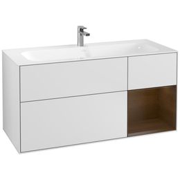 Villeroy & Boch Villeroy und Boch Finion Waschtischunterschrank F070GNMT 119,6x59,1cm, Regal rechts Walnut veneer, White matt lacquer