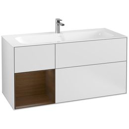 Villeroy & Boch Villeroy und Boch Finion Waschtischunterschrank F060GNMT 119,6x59,1cm, Regal links Walnut veneer, White matt lacquer
