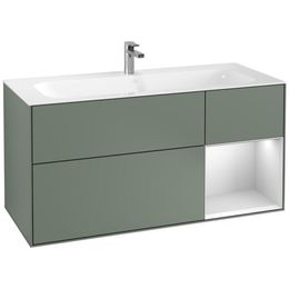Villeroy & Boch Villeroy und Boch Finion Waschtischunterschrank F070MTGM 119,6x59,1cm, Regal rechts White matt lacquer, Olive Matt Lacquer