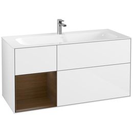 Villeroy & Boch Villeroy und Boch Finion Waschtischunterschrank F060GNGF 119,6x59,1cm, Regal links Walnut veneer, Glossy white lacquer