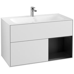 Villeroy & Boch Villeroy und Boch Finion Waschtischunterschrank G040PDMT 99,6x59,1cm, Emotion, Regal rechts Black matt lacquer, White matt lacquer