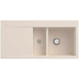 Villeroy & Boch Villeroy und Boch Subway Fl&auml;chenb&uuml;ndige Sp&uuml;le 67121FFU Becken rechts, mit Ablaufgarnitur und Handbet&auml;tigung, Ivory