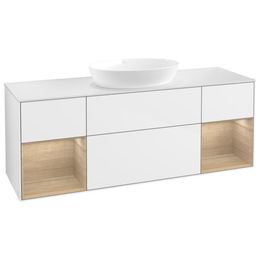 Villeroy & Boch Villeroy und Boch Finion Waschtischunterschrank FD01PCGF 120cm, Abdeckplatte white matt, Regale Oak Veneer, Glossy white lacquer