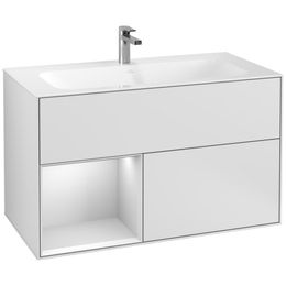 Villeroy & Boch Villeroy und Boch Finion Waschtischunterschrank G030MTMT 99,6x59,1cm, Wandbeleuchtung, Regal links White matt lacquer, White matt lacquer