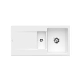 Villeroy & Boch Villeroy und Boch Siluet Fl&auml;chenb&uuml;ndige Sp&uuml;le 33372FRW mit Ablaufgarnitur und Excenterbet&auml;tigung, Stone White