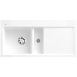 Villeroy & Boch Villeroy und Boch Subway Fl&auml;chenb&uuml;ndige Sp&uuml;le 67701FKG Becken links, mit Ablaufgarnitur und Handbet&auml;tigung, Snow White