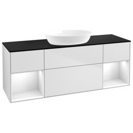 Villeroy & Boch Villeroy und Boch Finion Waschtischunterschrank GD02GFMT 120cm, Abdeckplatte black matt, Emotion, Regale Glossy white lacquer, White matt lacquer