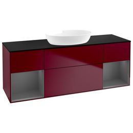 Villeroy & Boch Villeroy und Boch Finion Waschtischunterschrank GD02GKHB 120cm, Abdeckplatte black matt, Emotion, Regale Anthracite matt lacquer, Peony Matt
