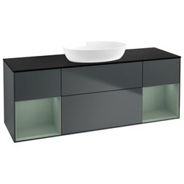 Villeroy & Boch Villeroy und Boch Finion Waschtischunterschrank GD02GMHG 120cm, Abdeckplatte black matt, Emotion, Regale Olive matt lacquer, Midnight Blue Matt Lacquer