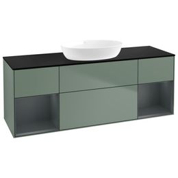 Villeroy & Boch Villeroy und Boch Finion Waschtischunterschrank GD02HGGM 120cm, Abdeckplatte black matt, Emotion, Regale Midnight matt lacquer, Olive Matt Lacquer