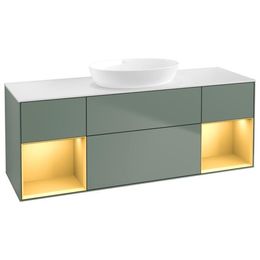 Villeroy & Boch Villeroy und Boch Finion Waschtischunterschrank GD01HFGM 120cm, Abdeckplatte white matt, Emotion, Regale Gold matt lacquer, Olive Matt Lacquer