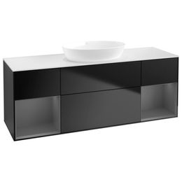 Villeroy & Boch Villeroy und Boch Finion Waschtischunterschrank GD01GKPD 120cm, Abdeckplatte white matt, Emotion, Regale Anthracite matt lacquer, Black matt lacquer