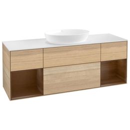 Villeroy & Boch Villeroy und Boch Finion Waschtischunterschrank GD01GNPC 120cm, Abdeckplatte white matt, Emotion, Regale Walnut Veneer, Oak Veneer