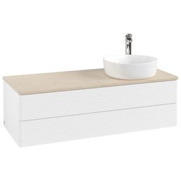 Villeroy & Boch Villeroy und Boch Antao Waschtisch-Unterschrank K23153MT 120x36x50cm, Hahnloch, Waschbeckenplattenfarbe botticino, white matt lacquer