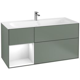 Villeroy & Boch Villeroy und Boch Finion Waschtischunterschrank G060GFGM 119,6x59,1cm, Emotion, Regal links Glossy white lacquer, Olive Matt Lacquer