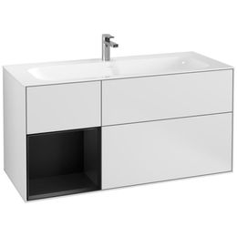 Villeroy & Boch Villeroy und Boch Finion Waschtischunterschrank G060PDMT 119,6x59,1cm, Emotion, Regal links Black matt lacquer, White matt lacquer