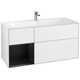 Villeroy & Boch Villeroy und Boch Finion Waschtischunterschrank G060PDGF 119,6x59,1cm, Emotion, Regal links Black matt lacquer, Glossy white lacquer