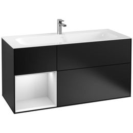 Villeroy & Boch Villeroy und Boch Finion Waschtischunterschrank G060MTPD 119,6x59,1cm, Emotion, Regal links White matt lacquer, Black matt lacquer