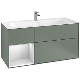 Villeroy & Boch Villeroy und Boch Finion Waschtischunterschrank G060MTGM 119,6x59,1cm, Emotion, Regal links White matt lacquer, Olive Matt Lacquer