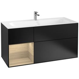 Villeroy & Boch Villeroy und Boch Finion Waschtischunterschrank G060PCPD 119,6x59,1cm, Emotion, Regal links Oak Veneer, Black matt lacquer