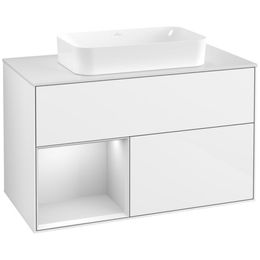 Villeroy & Boch Villeroy und Boch Finion Waschtischunterschrank F651MTGF 100x60,3x50,1cm, Regal links White matt lacquer, Glossy white lacquer