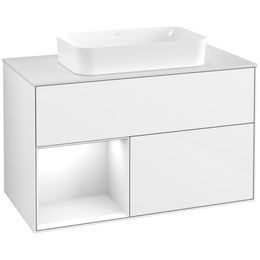 Villeroy & Boch Villeroy und Boch Finion Waschtischunterschrank F651GFGF 100x60,3x50,1cm, Regal links Glossy white lacquer, Glossy white lacquer