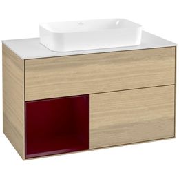 Villeroy & Boch Villeroy und Boch Finion Waschtischunterschrank F651HBPC 100x60,3x50,1cm, Regal links Peony, Oak Veneer