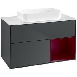 Villeroy & Boch Villeroy und Boch Finion Waschtischunterschrank F661HBHG 100x60,3x50,1cm, Regal rechts Peony, Midnight Blue Matt Lacquer
