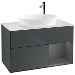 Villeroy & Boch Villeroy und Boch Finion Waschtischunterschrank G901GKHG 100cm, Abdeckplatte white matt, Emotion, Regale Anthracite matt lacquer, Midnight Blue Matt Lacquer