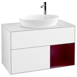 Villeroy & Boch Villeroy und Boch Finion Waschtischunterschrank G901HBGF 100cm, Abdeckplatte white matt, Emotion, Regale Peony matt lacquer, Glossy white lacquer
