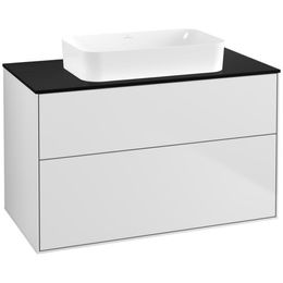 Villeroy & Boch Villeroy und Boch Finion Waschtischunterschrank F64200MT 100x60,3x50,1mm, Glass Black Matt, White matt lacquer