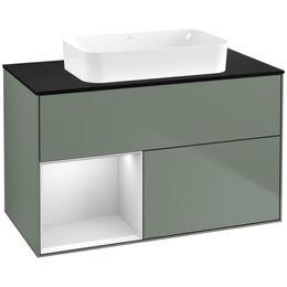 Villeroy & Boch Villeroy und Boch Finion Waschtischunterschrank F652MTGM 100x60,3x50,1cm, Regal links White matt lacquer, Olive Matt Lacquer