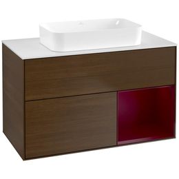 Villeroy & Boch Villeroy und Boch Finion Waschtischunterschrank F661HBGN 100x60,3x50,1cm, Regal rechts Peony, Walnut veneer