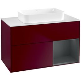 Villeroy & Boch Villeroy und Boch Finion Waschtischunterschrank F661HGHB 100x60,3x50,1cm, Regal rechts Midnight Blue Matt Lacquer, Peony Matt