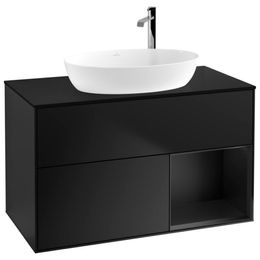 Villeroy & Boch Villeroy und Boch Finion Waschtischunterschrank G902PDPD 100cm, Abdeckplatte black matt, Emotion, Regale Black matt lacquer, Black matt lacquer