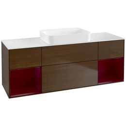 Villeroy & Boch Villeroy und Boch Finion Waschtischunterschrank G741HBGN 160x60,3x50,1cm, Regale Peony matt lacquer, Walnut veneer