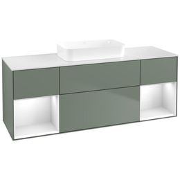 Villeroy & Boch Villeroy und Boch Finion Waschtischunterschrank F741GFGM 160x60,3x50,1cm, Regale Glossy white lacquer, Olive Matt Lacquer