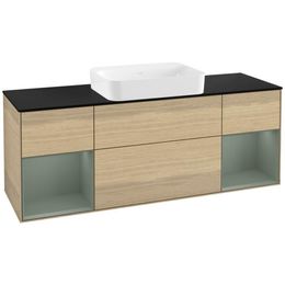 Villeroy & Boch Villeroy und Boch Finion Waschtischunterschrank G742GMPC 160x60,3x50,1cm, Regale Olive matt lacquer, Oak Veneer