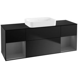 Villeroy & Boch Villeroy und Boch Finion Waschtischunterschrank G742GKPD 160x60,3x50,1cm, Regale Anthracite matt lacquer, Black matt lacquer